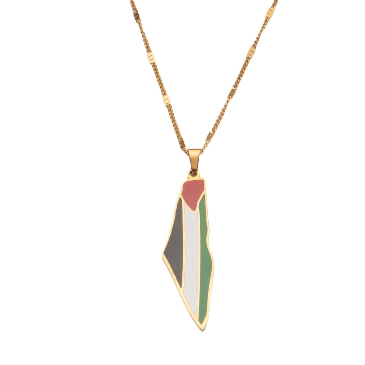 Palestine Map Pendant• Golden full Flag